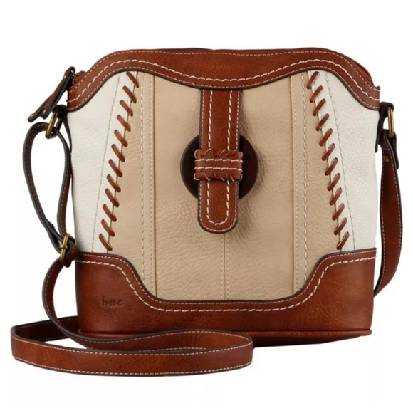 boc | Bags | Boc Contemporary White Saddle Brown Colorblock Whipstitch ...